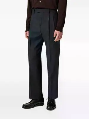 LARDINI Micro-herringbone Double-pleated Trousers
