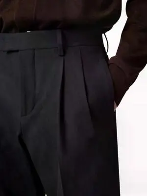 LARDINI Micro-herringbone Double-pleated Trousers