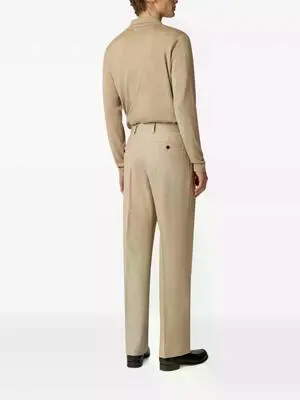 LARDINI Pleated Wool Straight-leg Trousers