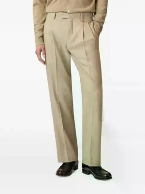 LARDINI Pleated Wool Straight-leg Trousers
