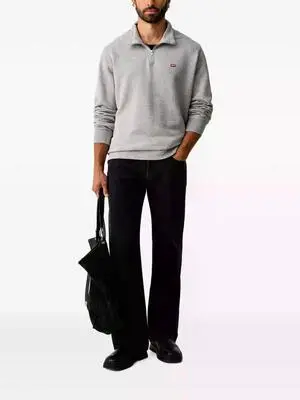 LEVI'S Quarter-zip Logo-patch Sweatshirt - Grey