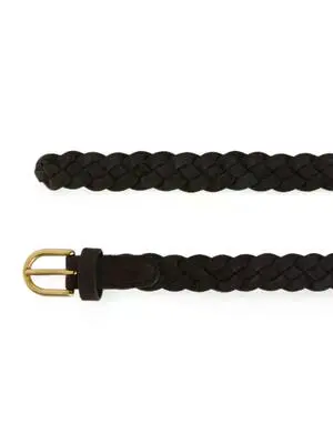 LARDINI Braided Leather Belt - Brown