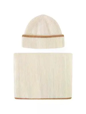 LARDINI Ribbed-knit Beanie Hat And Scarf Set