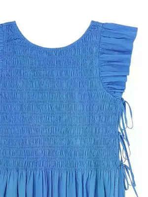 GANNI Top In Smocked Cotton - Blue