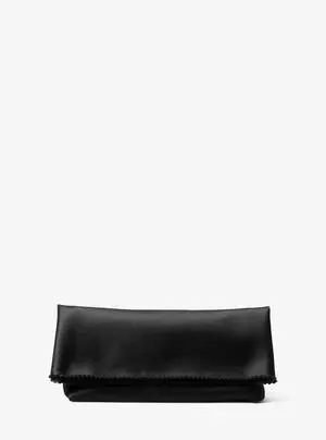 Michael Kors Isabella Satin Foldover Clutch In By - Black