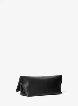 Michael Kors Isabella Satin Foldover Clutch In By - Black