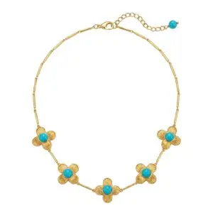 GEM BAZAAR JEWELLERY Green / Gold Fleur D'amour Necklace