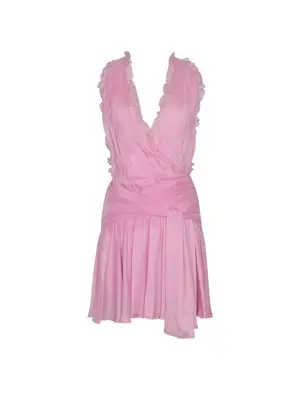 MISS CIRCLE NEW YORK Odelle Tulip Crinkle Chiffon Wrap Dress - Pink