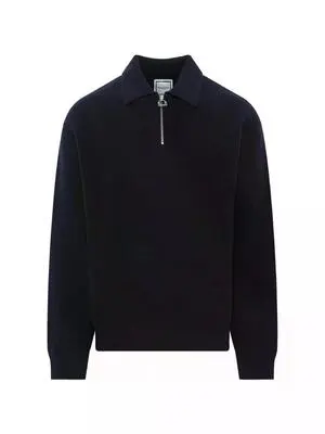 WOOYOUNGMI Zip-fastening Ribbed-knit Sweater - Blue