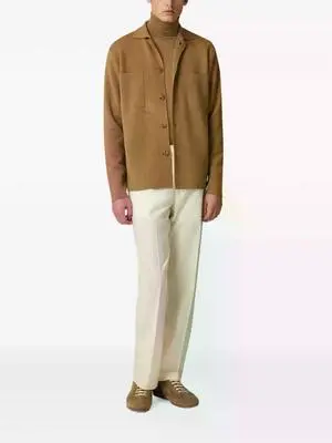 LARDINI Flat-front Flannel Straight-leg Trousers