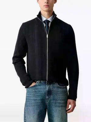 LINDBERGH Ribbed-knit Zip-up Cardigan