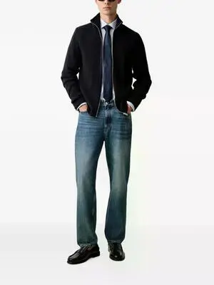 LINDBERGH Ribbed-knit Zip-up Cardigan