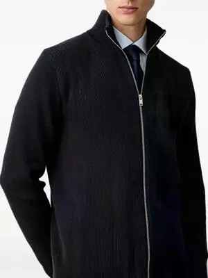 LINDBERGH Ribbed-knit Zip-up Cardigan