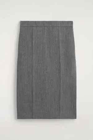 Cos Tailored Wool Midi Skirt - Gray
