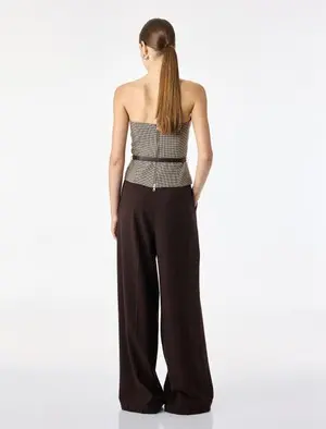 Koton Strapless Houndstooth Corset Top With Belt