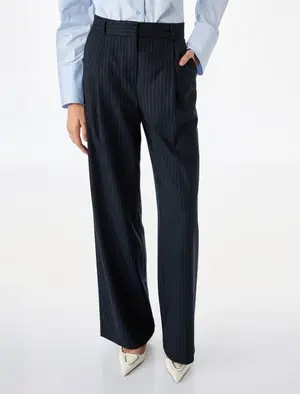 Koton High Rise Checked Wide Leg Tailored Trousers