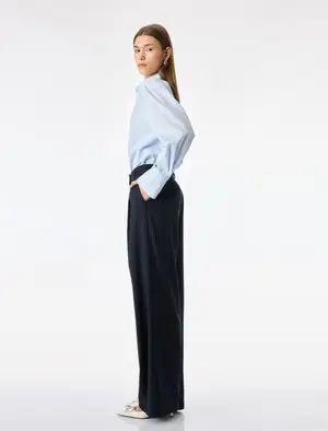 Koton High Rise Checked Wide Leg Tailored Trousers