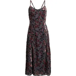 SUGARLIPS Liberty Floral Midnight Burnout Midi Dress - Grey Multi
