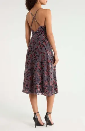 SUGARLIPS Liberty Floral Midnight Burnout Midi Dress
