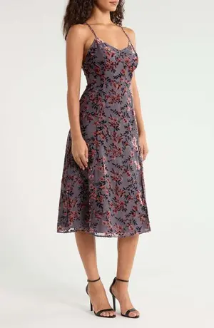 SUGARLIPS Liberty Floral Midnight Burnout Midi Dress