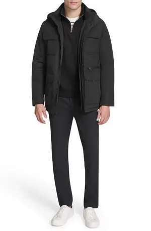 KENNETH COLE Oxford Water Resistant Parka - Black