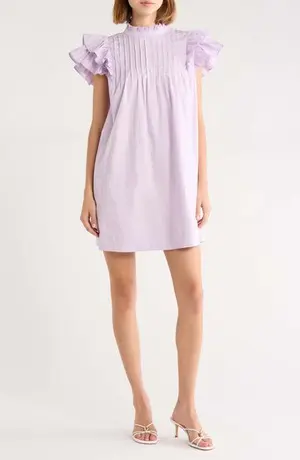 SUGARLIPS Lovel Ruffle Sleve Shift Dress - Lavender