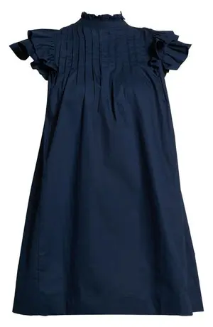 SUGARLIPS Lovel Ruffle Sleve Shift Dress - Navy