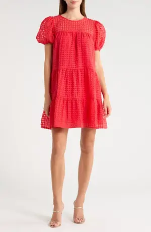 SUGARLIPS Darling Nest Tiered Cotton Blend Organza Minidress - Red