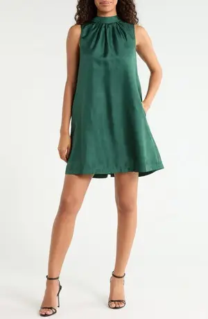 SUGARLIPS Keyla Sleeveless Trapeze Minidress - Emerald