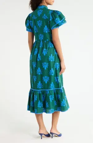 SUGARLIPS Davie Floral Print Midi Dress