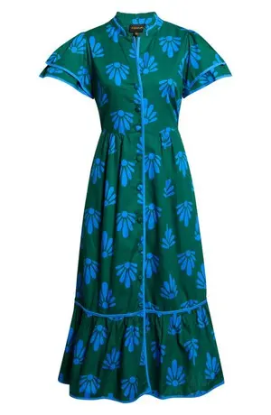 SUGARLIPS Davie Floral Print Midi Dress