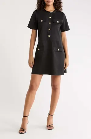 SUGARLIPS Miliana Button-up Shift Minidress - Black