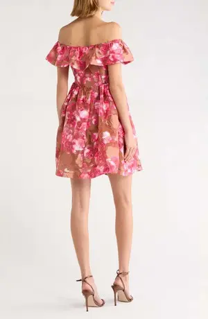 SUGARLIPS Mersin Floral Print Off The Shoulder Dress