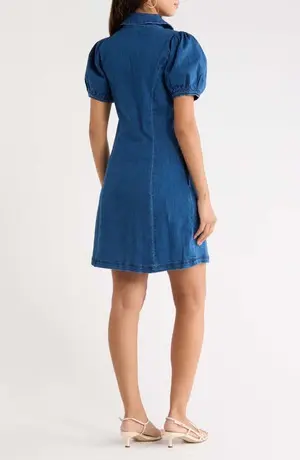 SUGARLIPS Adalyn Puff Sleeve Denim Minidress