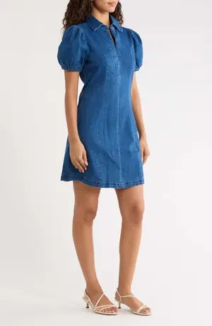 SUGARLIPS Adalyn Puff Sleeve Denim Minidress
