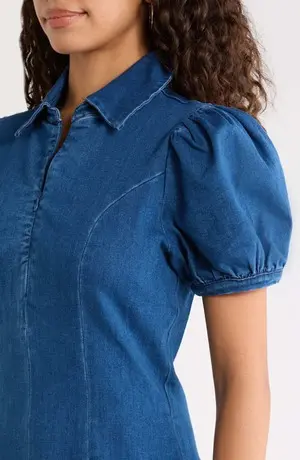 SUGARLIPS Adalyn Puff Sleeve Denim Minidress