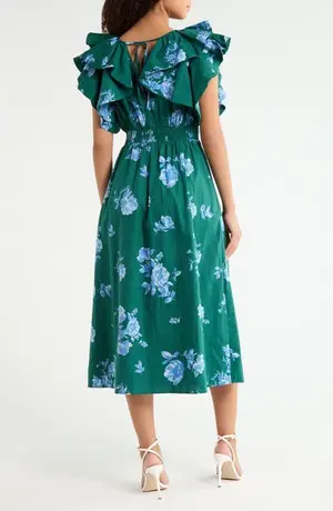 SUGARLIPS Santana Floral Tie Back Cotton Dress