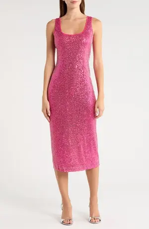 SUGARLIPS Kamari Sequin Tank Dress - Fuchsia
