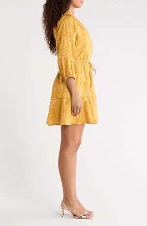 SUGARLIPS Dabria Floral Tiered Cotton Minidress