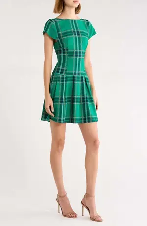 SUGARLIPS Jade Pleated Plaid Dress