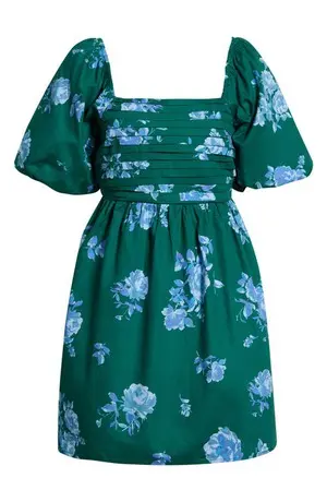 SUGARLIPS Truth Be Told Floral Print Minidress - Teal-blue