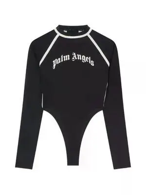 Palm Angels Curved Logo Long-sleeve Body - Black