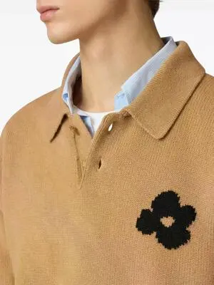 LARDINI Flower-jacquard Knitted Polo Shirt