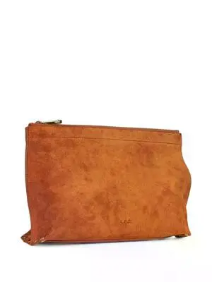 A.p.c. Neige Clou Logo-print Calf Suede Clutch Bag