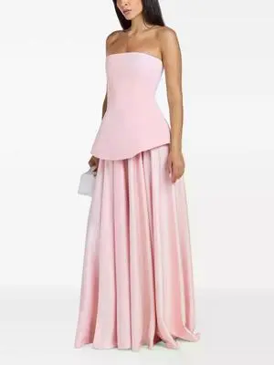 Solace London The Oriana Strapless Peplum-waist Maxi Dress - Pink