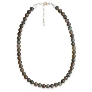 Kris Nations Labradorite Gemstone Baller Necklace - Grey