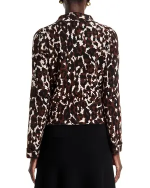 T Tahari Leopard Jacquard Sweater Jacket