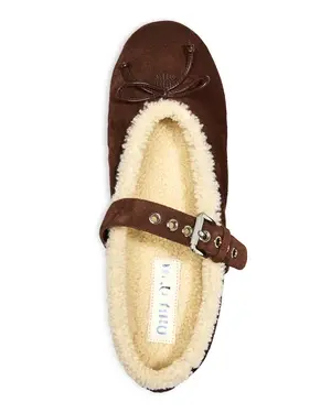 Miu Miu Shearling Ballet Flats - Moro