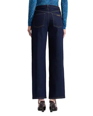 Avec Les Filles Rhinestone Embellished Highrise Wide Leg Jeans