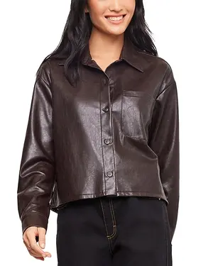 Karen Kane Faux Leather Cropped Shirt